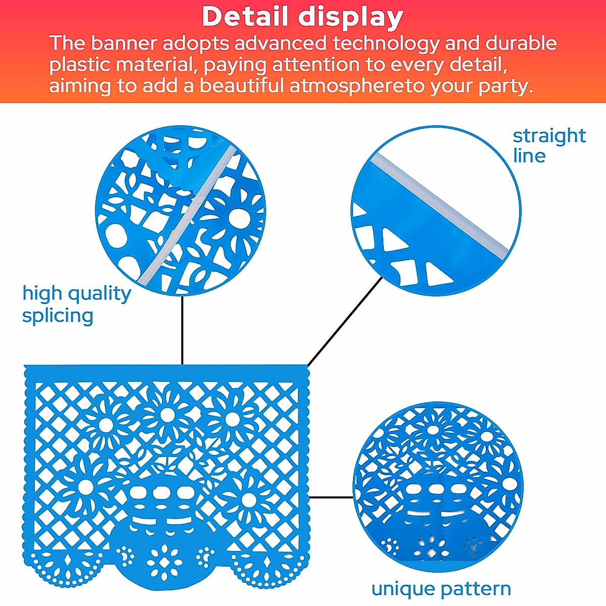 YADECOMA 6 Packs 108 Ft Fiesta Party Decorations Mexican Party Banners Papel Picado Banners Cinco De Mayo Decorations Dia De Los Muertos Decor Mexico Halloween Banner Birthday Party Decorations