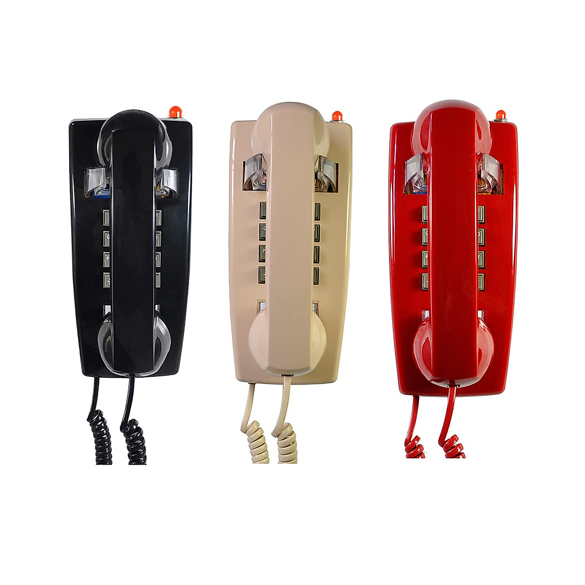 TelPal Red Wall Phone, Analog Corded Wall Mounted Phone with Loud Traditional Bell, Classic Landline Phones Wall Mount with Handset Volume Control- Wall Mount Jack Required