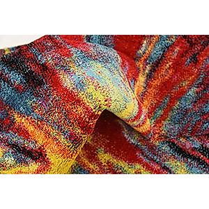 Unique Loom Lyon Collection Modern Abstract Tie-Dye Fireworks Area Rug, 5 x 8 Feet, Multi/Blue