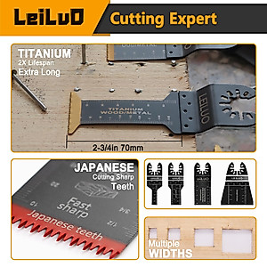 LEILUO 116 Pcs Multitool Blade Kits Cutting and Sandpaper Oscillating Tool Accessories Universal Oscillating Saw Blades with Storage Bag Compatible with DeWalt Makita Dremel and More