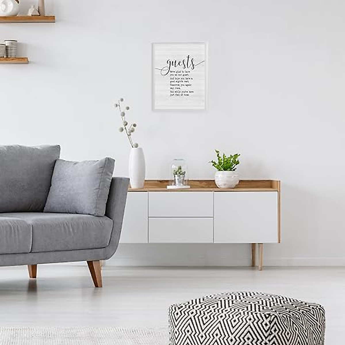 Guests-We're Glad to Have You - Welcome Sign Wall Art, Modern Typographic Wall Print - Perfect Home Decor, Guest Room Decor, Cabin & Lake House Decor Inviting Message for Guests - Unframed - 11 x 14