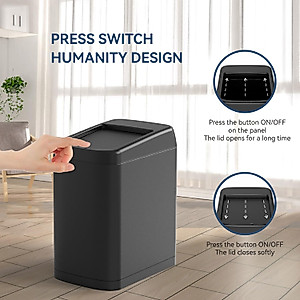 ELLO&ALLO Garbage Can 8 Gallon 30 Liter Kitchen Motion Sensor Trash Can Automatic Touch Free High-Capacity with Lid Black Waste Bin
