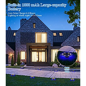 Ansody Solar Powered Ground Lights,6 LED+4 Blue Side Lights,14 Hrs Lighting 1000mA Battery IP65 Waterproof,Solar Driveway Garden Light,Landscape Lighting for Lawn Pathway Porch 8 Pack