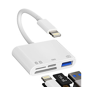 zoyuzan Camera Memory SD Card Reader Compatible for iPhone,Compatible with Lightning Male to USB Female OTG Adapter Micro TF Power Charging Splitter Charger Connector for ipad 12 11 xs xr x Camera
