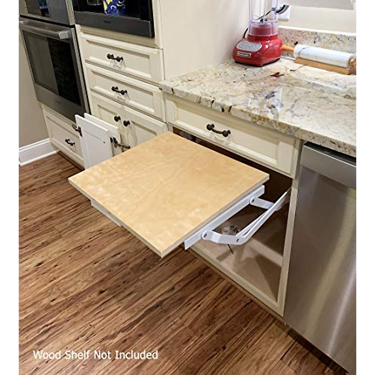 Wood Technology Kitchen Appliance Lift, White, with Self-locking Spring Mechanism for Heavy Appliance Storage and Space Savings
