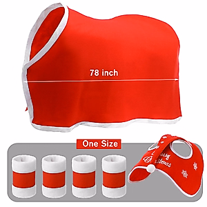 Cunno 6 Pack Christmas Horse Costume Accessories Include Horse Wraps Legs Horse Santa Hat Saddle Blanket for Horse Winter Xmas Holiday Party Accessories