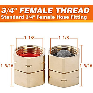 JOEJET Female to Female Hose Adapter with Swivel-3/4 Inch Brass Garden Hose Adapter for Pressure Washer to Garden Hose-2 Pack Garden Hose Fittings-with 4 Extra Washers and 1 Filter