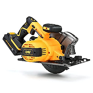 MOTORHEAD 20V ULTRA 6-1/2 inch Cordless Circular Saw, Lithium-Ion, Laser Guide, LED, Rip Fence, 0-50 Bevel, 2Ah Battery & Quick Charger, Bag, 2 Blades Included, 24T, 40T, USA-Based