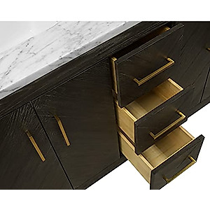 Kitchen Bath Collection Peyton 60-inch Double Bathroom Vanity (Carrara/Dark Oak): Includes Dark Oak Cabinet with Stunning Carrara Marble Countertop and White Ceramic Sinks