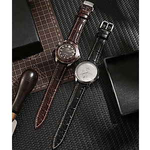 REZERO Leather Watch Bands for Men, Quick Release Watch Straps, Luxury Italian Alligator Grain Embossed Band Replacements 19mm 20mm 21mm 22mm