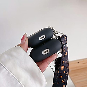 HZDYDYP Exquisite Cute Romantic Gold Heart Design Elements Soft TPU Airpods 1/2 Case，with Lucky Heart-Shaped Lanyard Keychain，Suitable Fashion Women Girl Airpods Case- Black