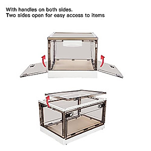 haomsj Stackable Storage Bins Collapsible Closet Organizer Clear Box Large Cube Plastic Container with Handles & Wheels, 2 Ways to Open for Playroom, Home and Camping Cabinet (135Quarts, White)