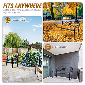 Sun-Ray 213046 Lone Star Metal Park Patio Bench, OneSize, Bronze