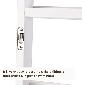 Childlike Behavior 3-Tier Wood Bookshelf Organizer for Kids - White, Wall Mount