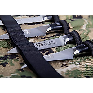 Dalstrong - Ballistic Series Knife Roll - Premium Ballistic Nylon & Top Grain Leather Roll Bag - 22 Knife Slots - Interior and Rear Zippered Pockets - Blade Travel Storage/Case (Digital Camouflage)