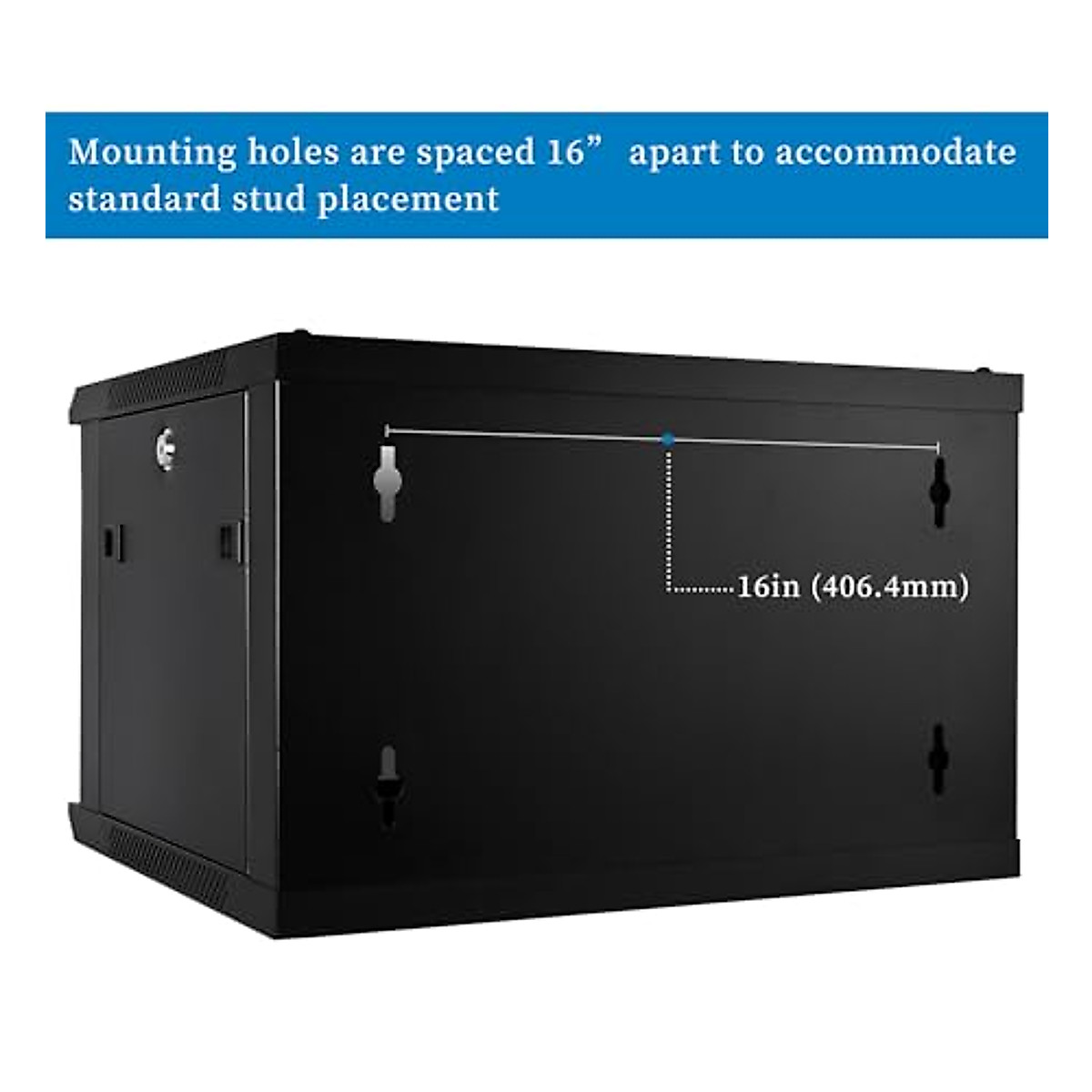 RackPath 6U Performance Wall Mount Server Cabinet Network Rack Enclosure, Quiet Cooling Fan, Locking Glass Door, Black