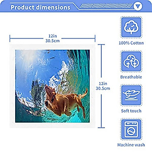 KEEPREAL 2 Pack Golden Labrador Retriever Washcloths Set - Highly Absorbent Pure Cotton Wash Clothes - Soft Fingertip Towel for Bath, Spa