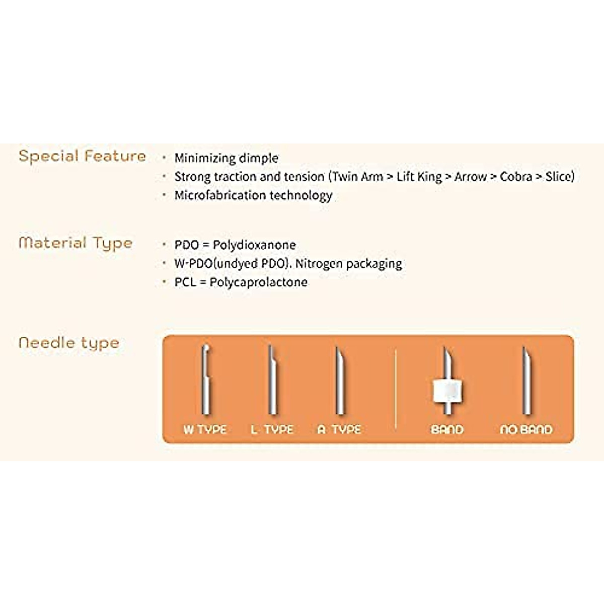 Derma V Line Lift/PDO Thread/Lift Face/Whole Body COBRA Cog Thread L-Type 20pcs (21G-60mm)