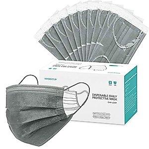 100 Pack Grey Individually Wrapped Disposable Face Mask,3-Layer Masks with Elastic Ear Loops for Children,Breathable and Comfortable Non-woven Face Mask for Daily Protection