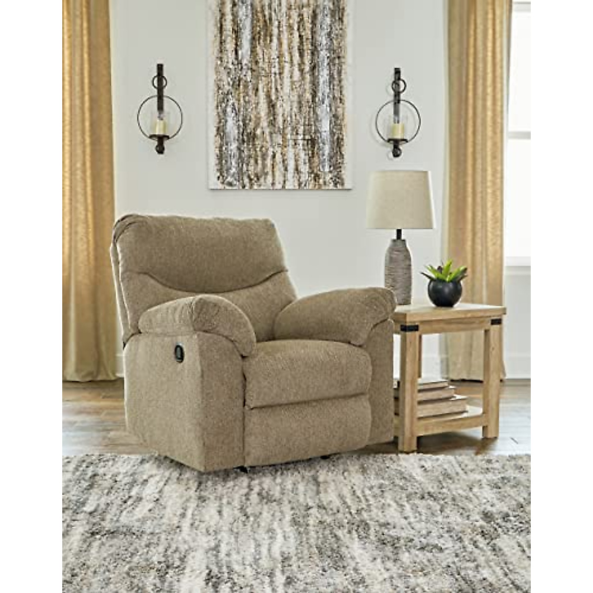 Signature Design by Ashley Alphons Transitional Polyester Tufted Rocker Recliner, Light Brown