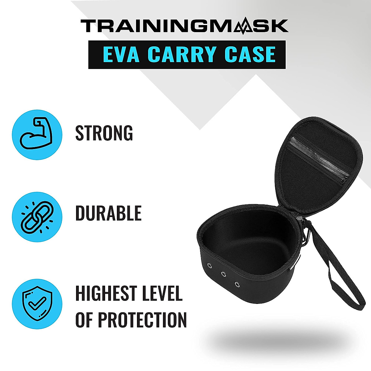 Training Mask Hard Carry Case with Quick Zip Pouch - Internal Soft Webbing for Any Workout, Cardio and Endurance, Fitness, Breathing Resistance, Running (Black)