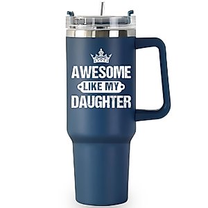 Heulinwen Funny Birthday Gift For Dad From Daughter, Awesome Like My Daughter Tumbler 40oz, Christmas Father's Day Gift For Dad, Father In Law Birthday Gift From Daughter In Law, New Bonus Dad Gift