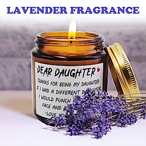 Daughter Gifts from Mom and Dad, Birthday Candle Gifts for Daughter Adult,Unique Christmas Valentine's Day Mother's Day Graduation Wedding Gifts,Dear Daughter Lavender Scented Candles(H,Brown)