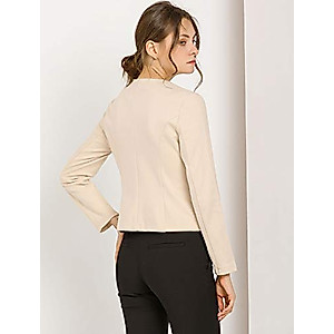 Allegra K Women's Fall Casual Jacket Elegant Button Front Work Office Blazer X-Small Beige
