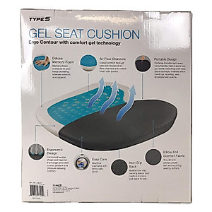 TypeS Deluxe Ergonomic Support Gel and Memory Foam Seat Cushion with Cover
