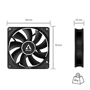 ARCTIC F9 (5 Pack) - 92 mm Standard Case Fan, Quiet Motor, Computer, Push- or Pull Configuration, Fan Speed: 1800 RPM - Black