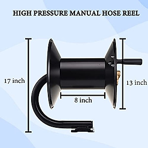 M MINGLE High Pressure Washer Hose Reel 150ft, Heavy Duty Steel Hose Reel, Manual Crank Power Washer Hose Reel with 3/8" Pressure Wash Whip Hose, Swivel Arm and Mounting Bracket, 4000 PSI