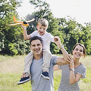 GNAlGNAt 3 Pack Foam Airplane Launcher Toys, Boys Outside Outdoor Flying Toys Birthday Gift for Kids Age 3+ 4 5 6 7 8 9 10 11 12 Year Old Boys Glider Plane Party Supplies with 3 Set of Stickers