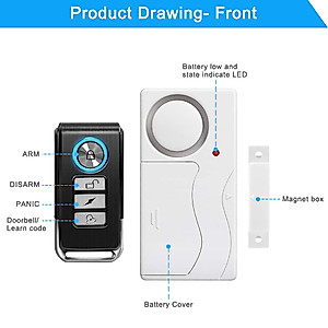 WSDCAM Wireless Door Alarm with Remote 2 Pack, Battery Included, 105 dB Loud Pool Door Alarm, Wireless Door Open Alarms Sensor for Kids Safety Home Security