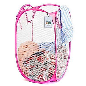 5 PCS Foldable Pop Up Laundry Bag Basket (fine mesh-random color)