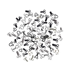 KACOLA 60 Set Sewing Hook and Eye Latch for Clothing, Bra Hooks Replacement, Large Hooks and Eyes Clasps for Clothing, Sewing DIY Craft, 3 Sizes 23/17/12.5mm, Black and Silver
