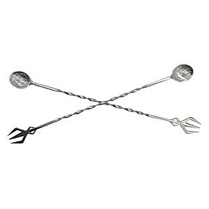 Pinenjoy 2Pcs 12.67inch Bar Spoon Fork Cocktail Mixing Spoon with Trident Fork 18/10(304) Stainless Steel Bartender Stirring Spoon for Milkshakes Juice Coffee Tea Beer Mixing