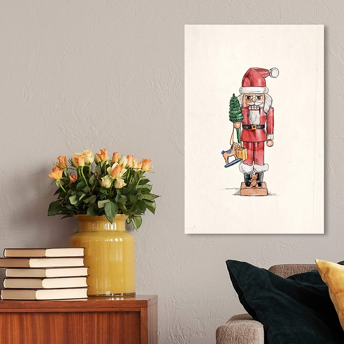 Wynwood Studio Holiday and Seasonal Wall Art Canvas Prints 'Nutcracker' Christmas Home Décor, 16" x 24", Green, Red