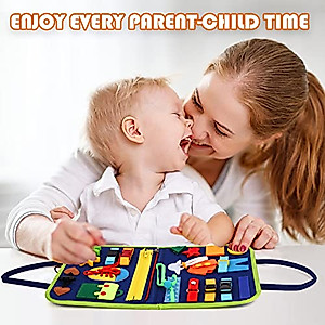 Hooku Busy Board for 1 Year Old, Montessori Toys for 2 Year Old, Baby Sensory Toys for Toddlers 1-3, Fine Motor Toys, Toddler Travel Toys, Toddler Learning Activities,Birthday Gifts for Baby Boy Girl