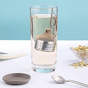 Kyraton Tea Strainer Tea Infusers for Brew Loose Tea Coffee spices 2 Pack , Stainless Steel Tea and Coffee Infuser Fine Mesh Filters with Silicone Drip Dray and Extended Chain Hook.