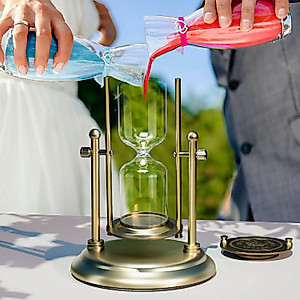 SuLiao Empty Hourglass Fillable, Brass 360° Rotating DIY Sand Timer, Unity Sand Hourglass for Wedding Ceremony Set, Large Antique Without Sand Clock Sandglass for Desk Home Office Decorative