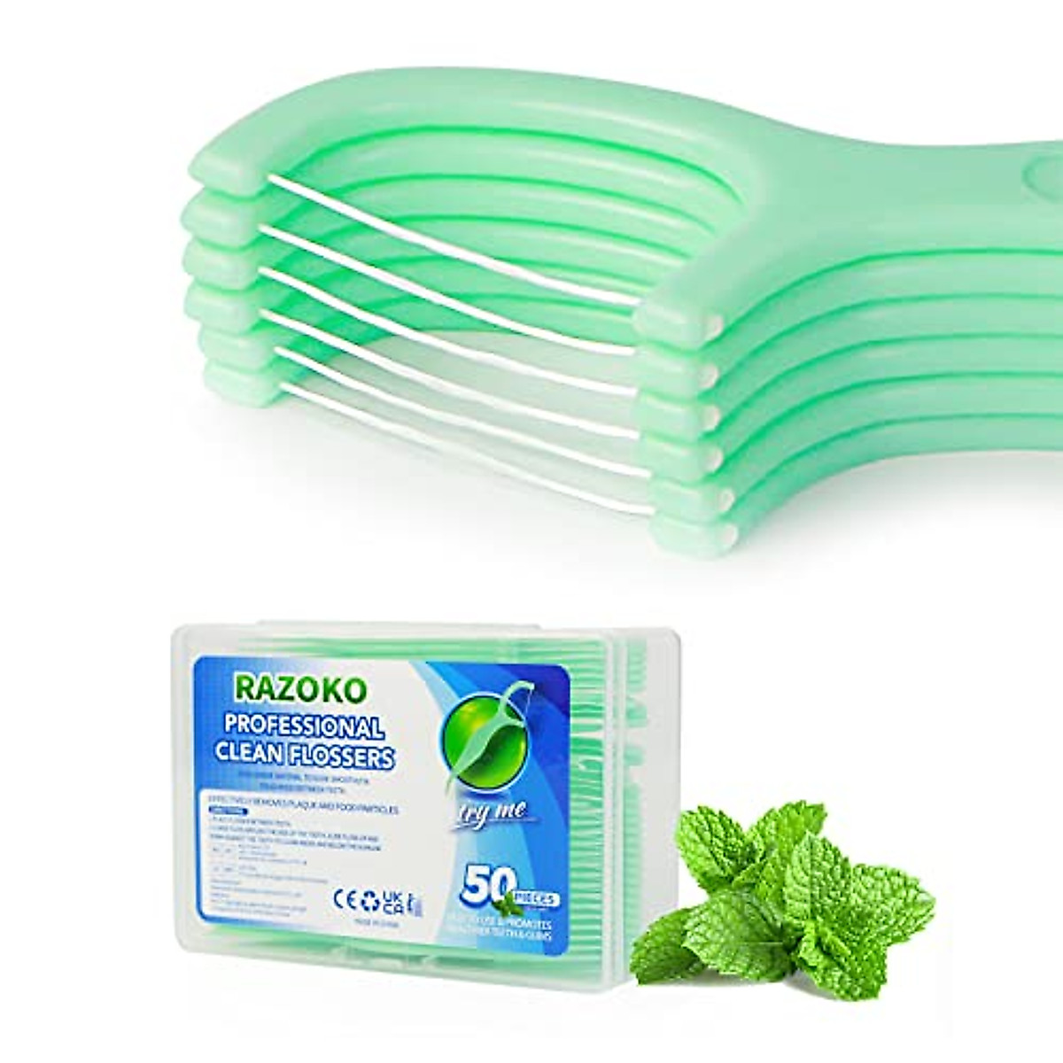 Dental Floss Picks Extra Strong Flosser Pick Toothpicks Fresh Mint 200 Count