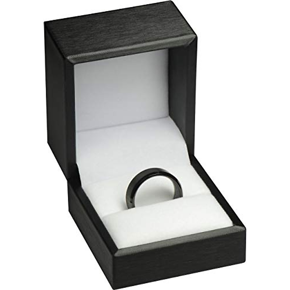 Ring Box for Wedding Proposal Engagement for Men Women Luxury Soft Touch Black PU Leather Ring Jewelry Gift Holder Box Size 2.5?(W)2.5?(D)2?(H), LSRK-US-1, Black PU Ring Box