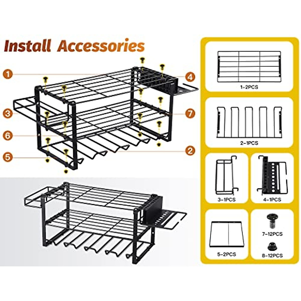 BTideas Power Tool Organizer, Drill Holder Wall Mount, Heavy Duty Garage Tool Organizer and Storage, Suitable Power Tool Organizer Wall Mount for Tool Room, Workshop, Garage (Black)