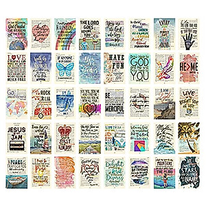 40 Piece Colorful Bible Page Verse Collage Kit - Christian Gift, Teen Room Wall, Dormitory Bedroom Decorations, Vintage Aesthetic, 4x6 Professional Photos