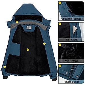 GOLDEN CAMEL Men's Winter Ski Jacket Mountain Snow Coats Waterproof Detachable Hood Windproof Fleece Rain Jackets