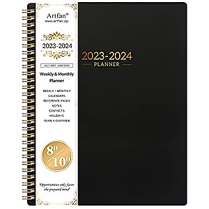Planner 2023-2024 - Academic Planner 2023-2024 from Jul.2023 - Jun.2024, 2023-2024 Planner Weekly & Monthly with Tabs, 8" x 10", Flexible Cover, Thick Paper, Twin-Wire Binding, Perfect Daily Organizer - Black