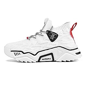 MATRUPLE Mens Fashion Sneakers High Top Casual Shoes Athletic Walking Mesh Comfortable Sports Shoe White