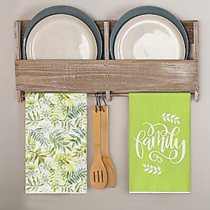 Artoid Mode Green Leaves Eucalyptus Spring Kitchen Towels Dish Towels, 18x26 Inch Seasonal Summer Family Holiday Decoration Hand Towels Set of 2