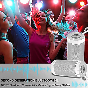 comiso Waterproof Bluetooth Speaker IPX7, 25W Wireless Portable Speakers Loud Sound Strong Bass Stereo Pairing 36 Hours Playtime, Bluetooth 5.0 Built in Mic for Calls White