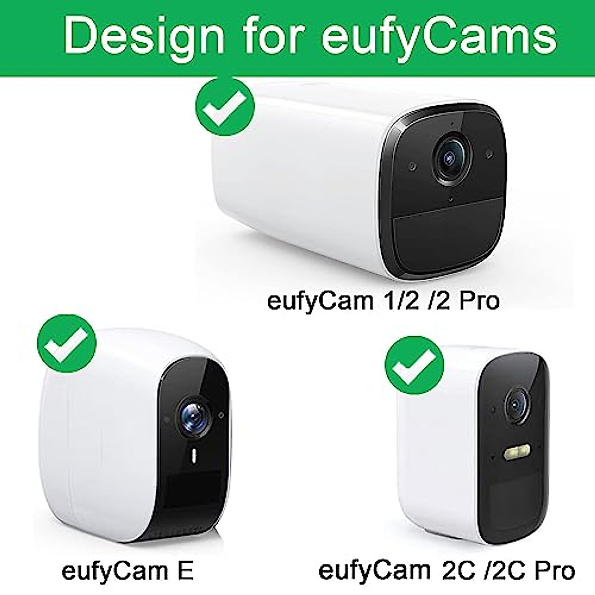 UYODM Solar Panel Compatible with eufyCam 2C/2C Pro/2/2 Pro/E20/E40/E Micro USB, Built-in 2200mAh Battery IP66 Weatherproof &11.5Ft Power Cable, Aluminum Alloy Adjustable Wall Mount 3Pack